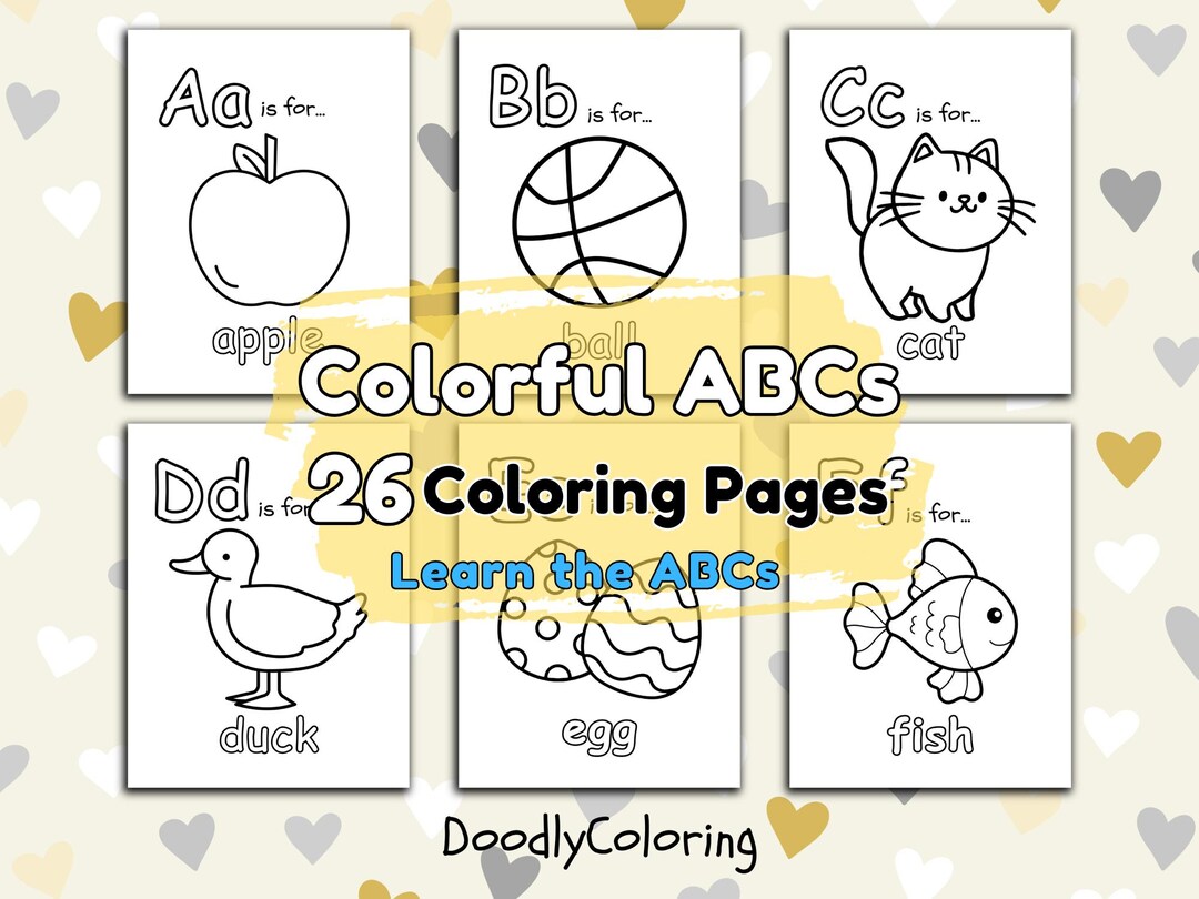 Alphabet Coloring Pages for Kids - A-Z Letters With Matching Images ...
