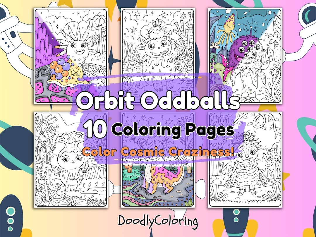 Space Oddballs and Ugly Creatures Coloring Pages | Funky Alien Designs ...