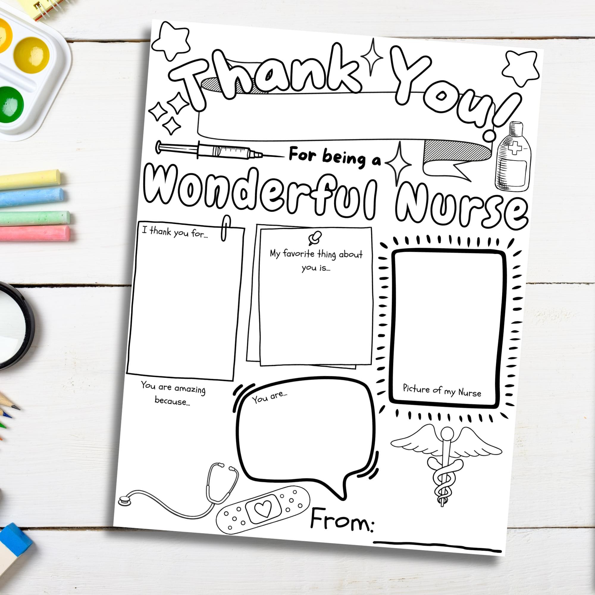 Nurse Appreciation Coloring Pages for Kids - Hospital Gift for Nurses ...