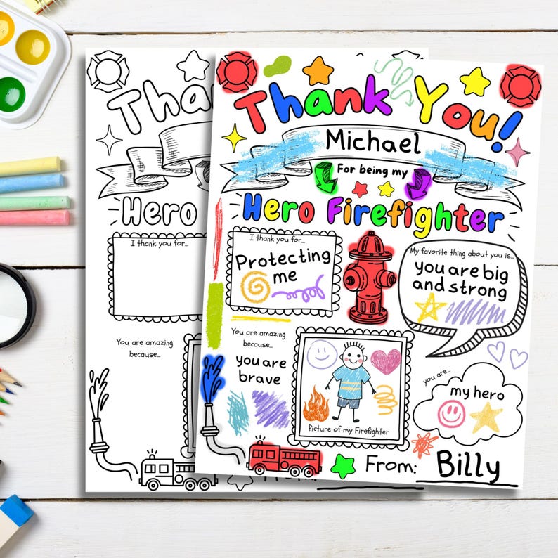 Firefighter Appreciation Coloring Page for Kids - Fun Activity to Color ...