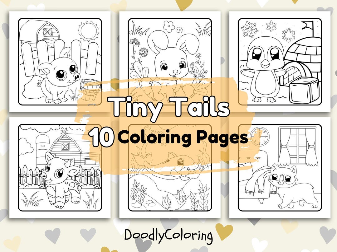 10 Cute Animal Coloring Pages - Tiny Tails Collection, Fun PDF for ...
