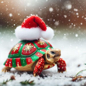 Tortoise in Christmas Theme. - Etsy