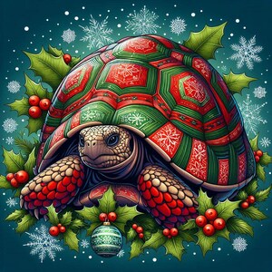 Tortoise in Christmas Theme. - Etsy