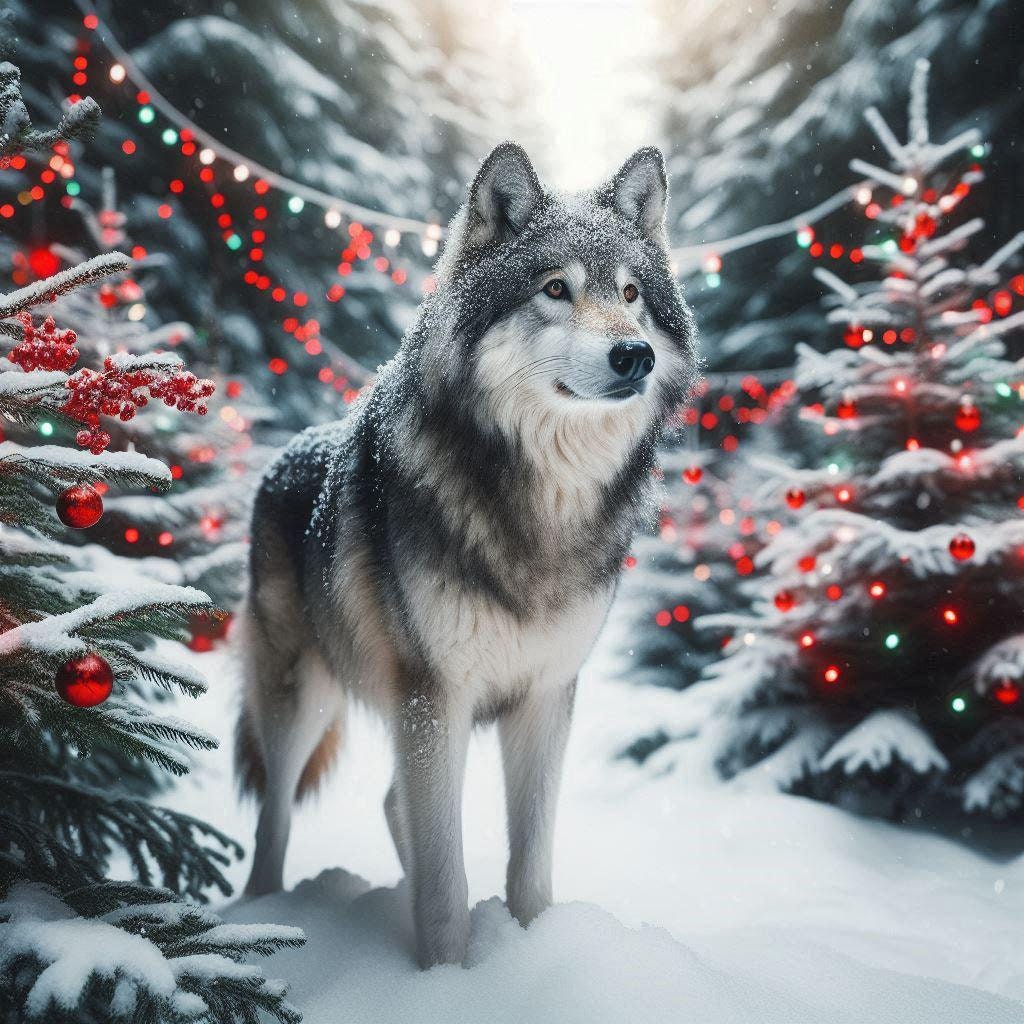 Wolf in Christmas Theme. - Etsy