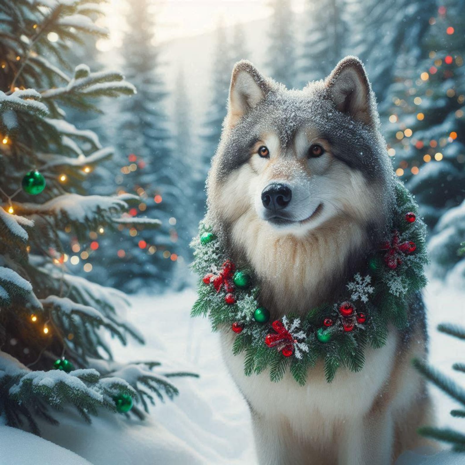 Wolf in Christmas Theme. - Etsy