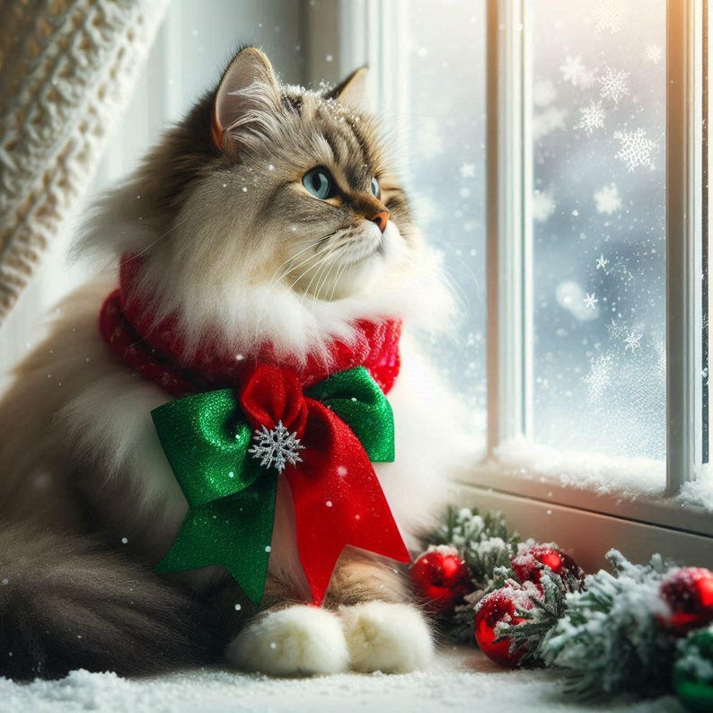Cat in Christmas Theme. - Etsy