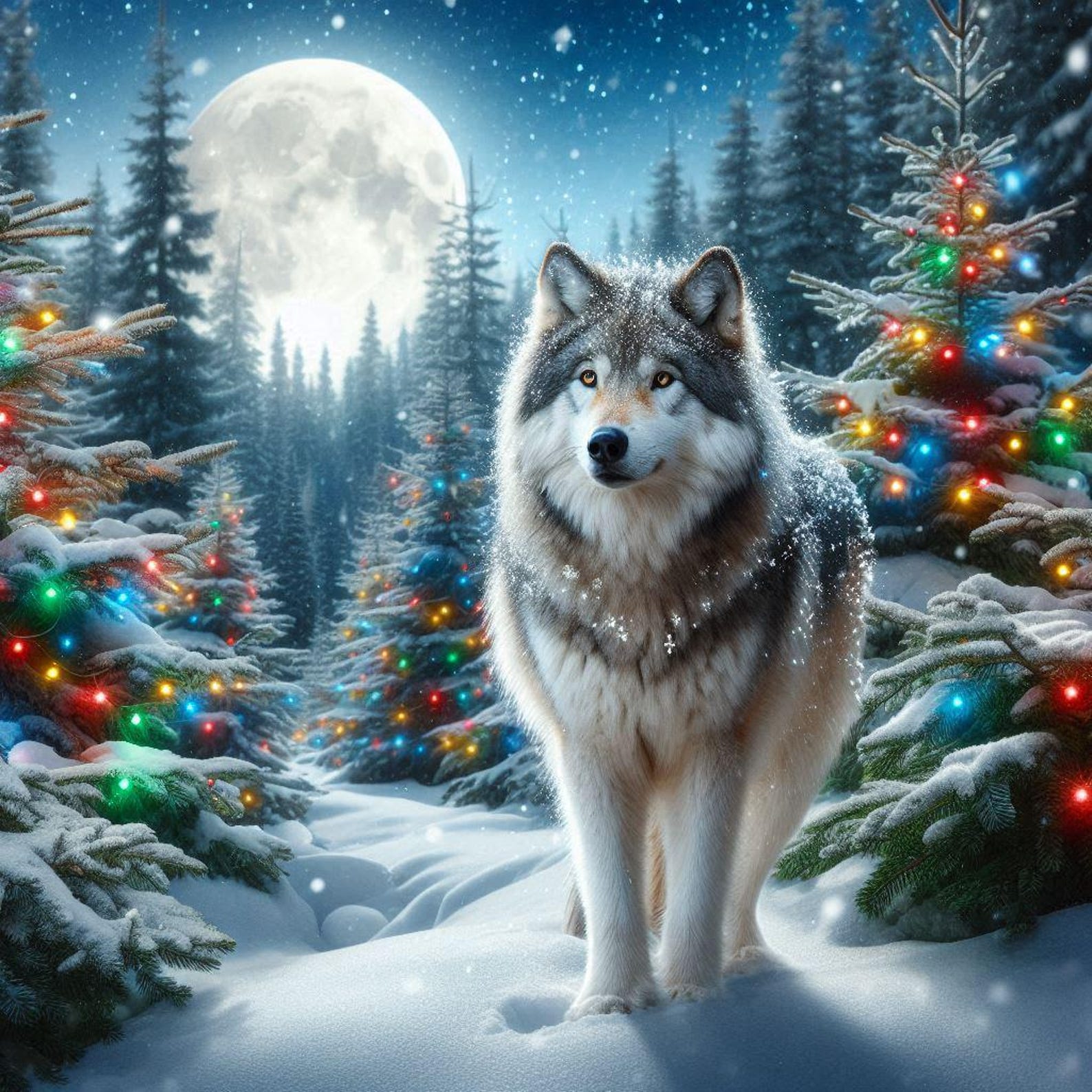 Wolf in Christmas Theme. - Etsy