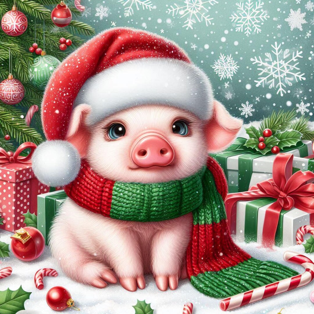 Pig in Christmas Theme. - Etsy