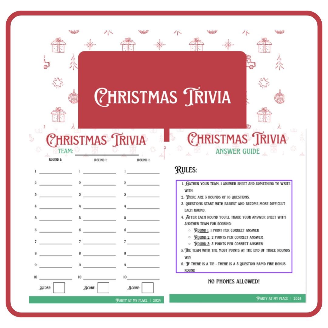 Christmas Trivia Game: Holiday Party Fun (digital Download) - Etsy