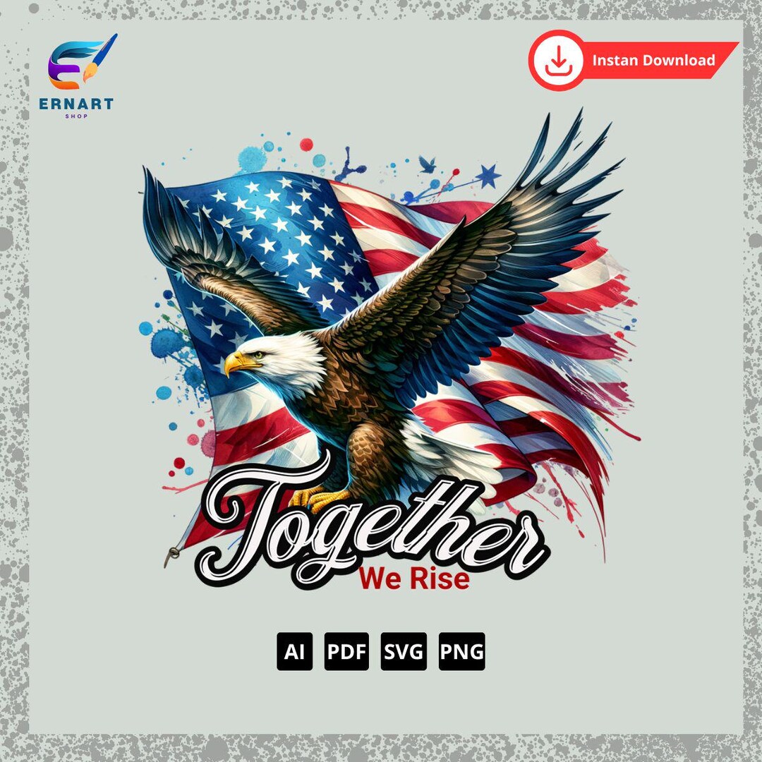 Flying Eagle With USA Flag Svg & PNG Files, Patriotic Clipart Vector ...
