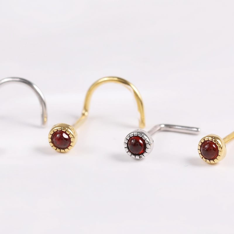Garnet Nose Ring in Gold - Etsy