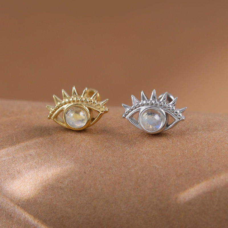 Moonstone Threadless Gold - Etsy