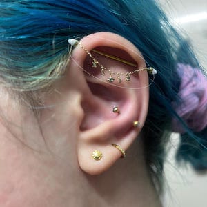 Dangle Moon&star Alexandrite Chain • Solid 14K Gold Gemstone Helix ...