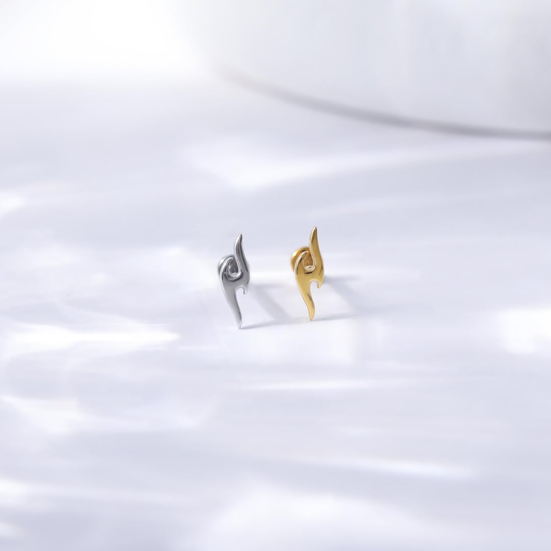 Sterling Silver Tiny Double Wave Helix Threadless Earring • 14K ...