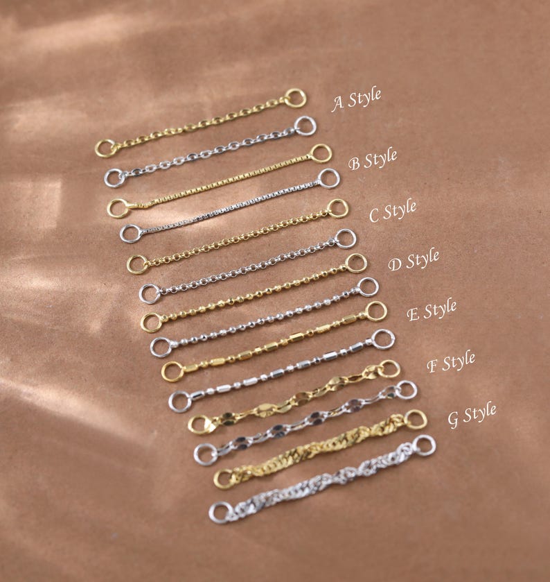 14K Gold Plated Sterling Silver Chain: Cable Chain, Box Chain, Beaded ...