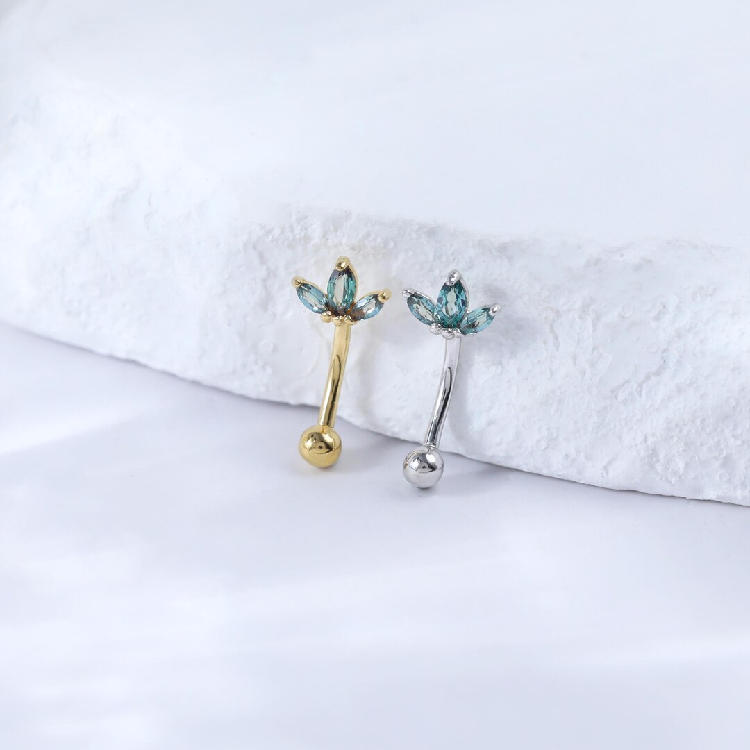 Sterling Silver Alexandrite Rook Stud Earring • 925 Silver Fan Eyebrow ...