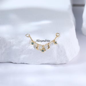 Dangle Moon&star Alexandrite Chain • Solid 14K Gold Gemstone Helix ...