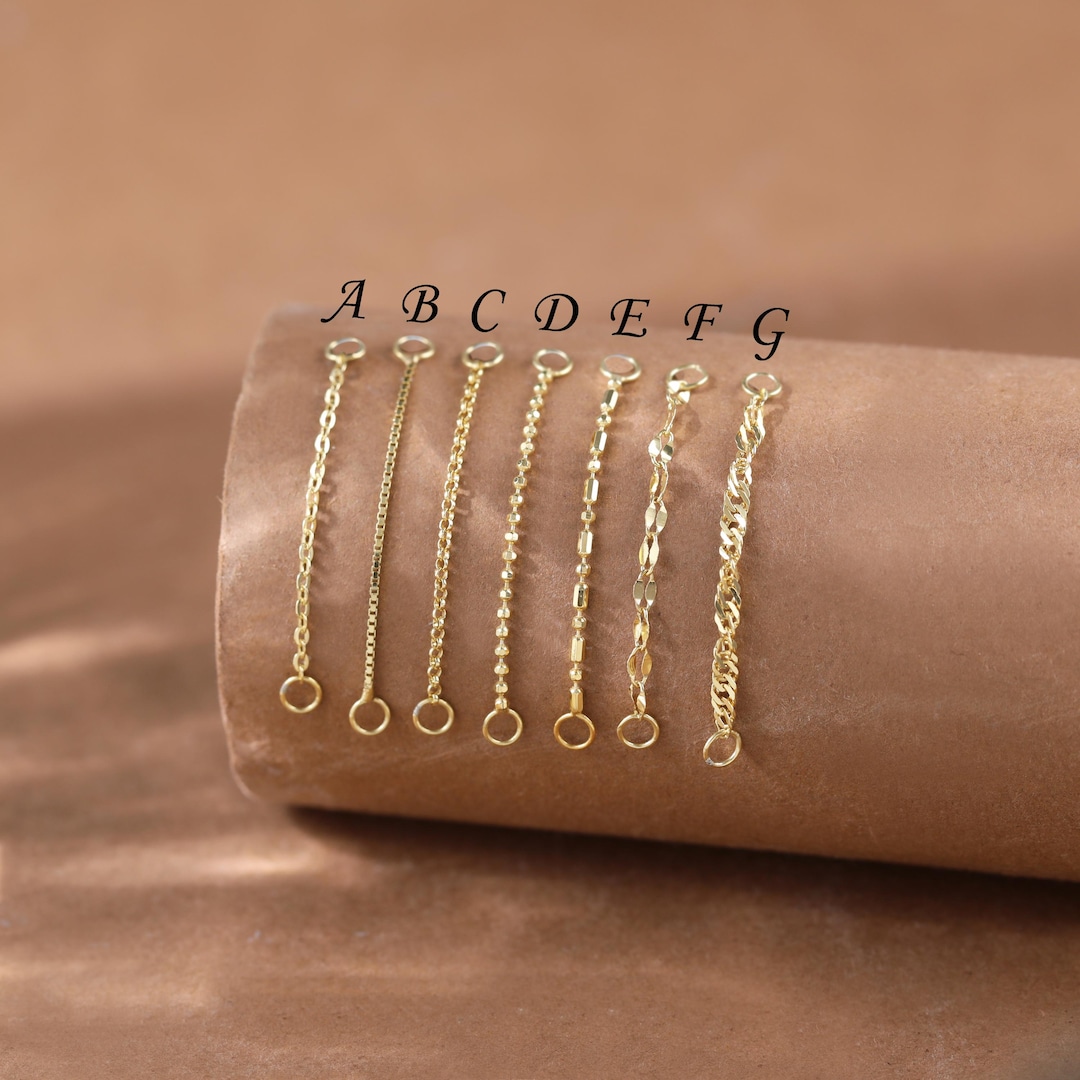 14K Gold Plated Sterling Silver Chain: Cable Chain, Box Chain, Beaded ...