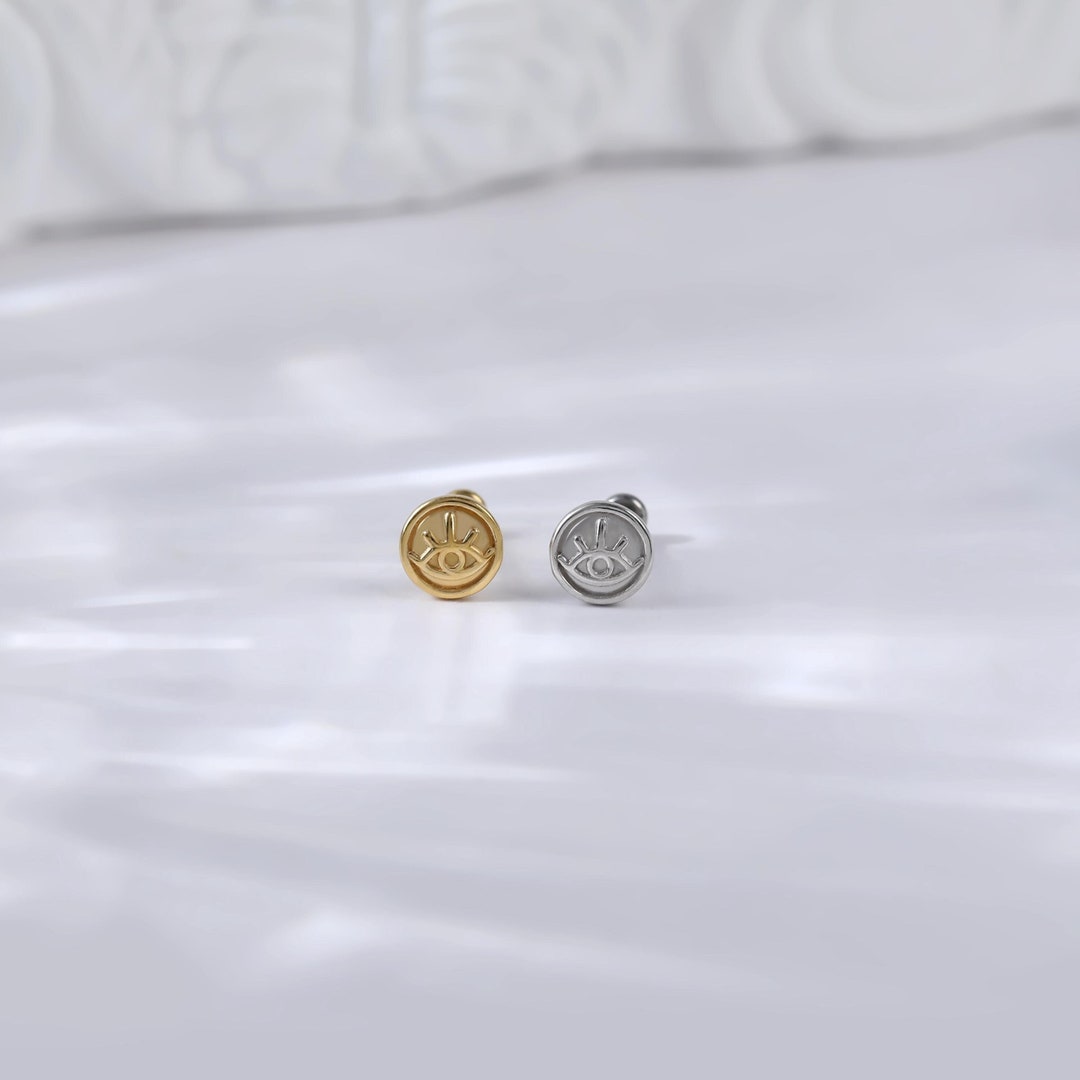 Sterling Silver Tiny Buttons Helix Threadless Push Pin • 925 Silver ...