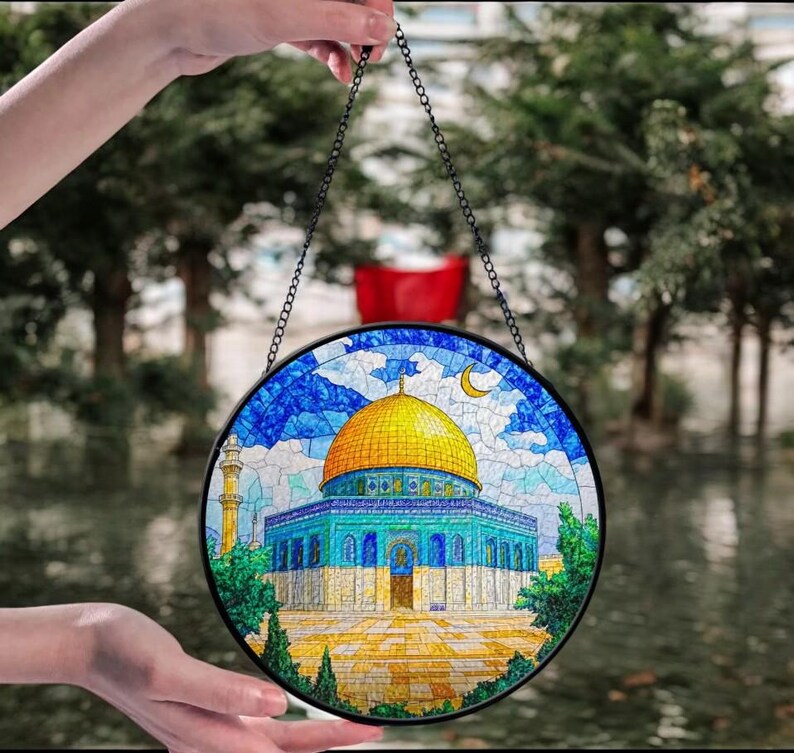 Islamic Art Glass Suncatcher | Dome of the Rock Window Hanging ...
