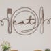 Eat Script Font Metal Artwork, Fork Knife Plate Steel Sign, Kitchen ...