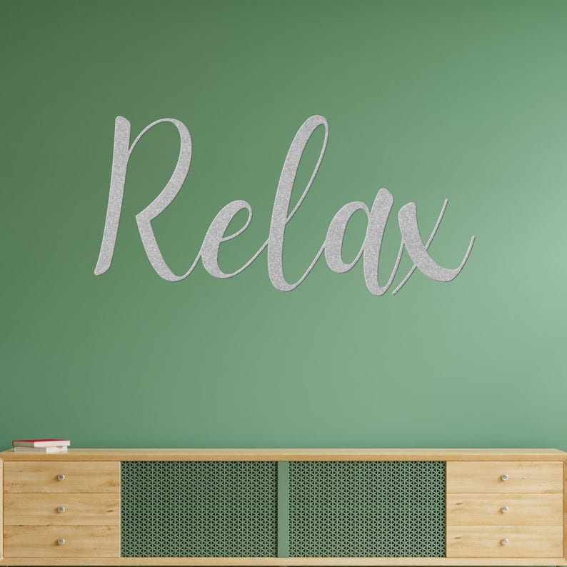 Custom Relax Text Metal Hanging, Script Font Sign, Steel Metal Word Art ...