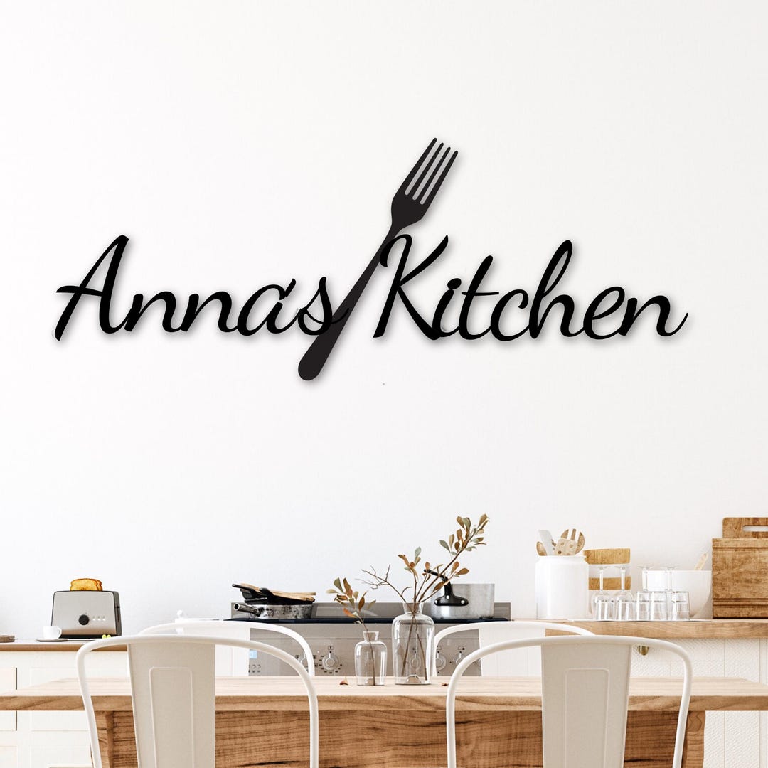 Personal Script Font Name Metal Sign, Custom Kitchen Steel Sculpture ...