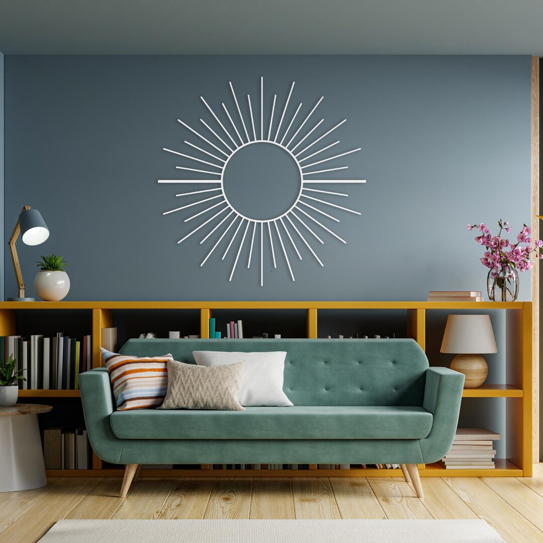 Custom Modern Sunburst Metal Cutout, Sun Steel Sign Wall Decor, Sunrise ...