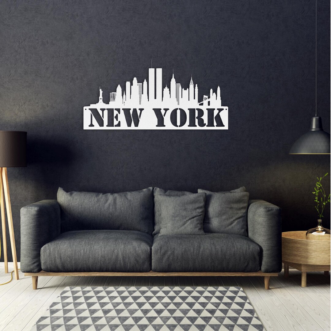 Custom New York Skyline Metal Art, NYC Steel Home Decor, Cityscape Wall ...