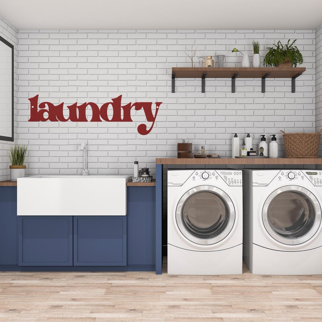 Retro Laundry Metal Wall Sign, Washroom Steel Decor, Washer Dryer ...