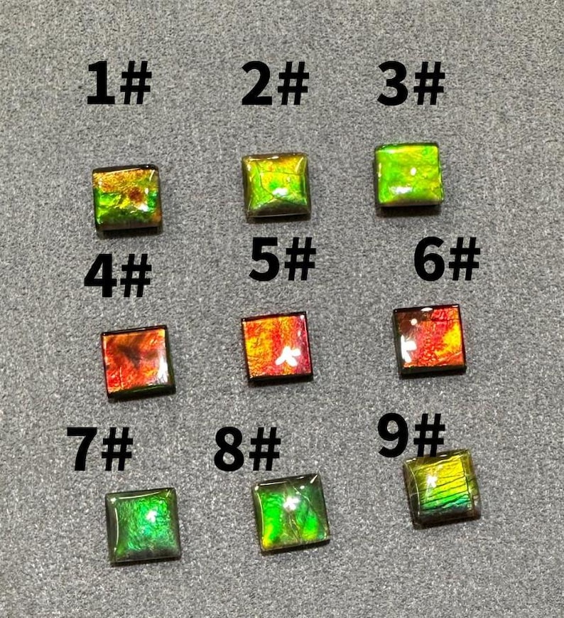 Ammolite Gemstone: Square Multicolor Stone for Jewelry (8x8mm) - Etsy