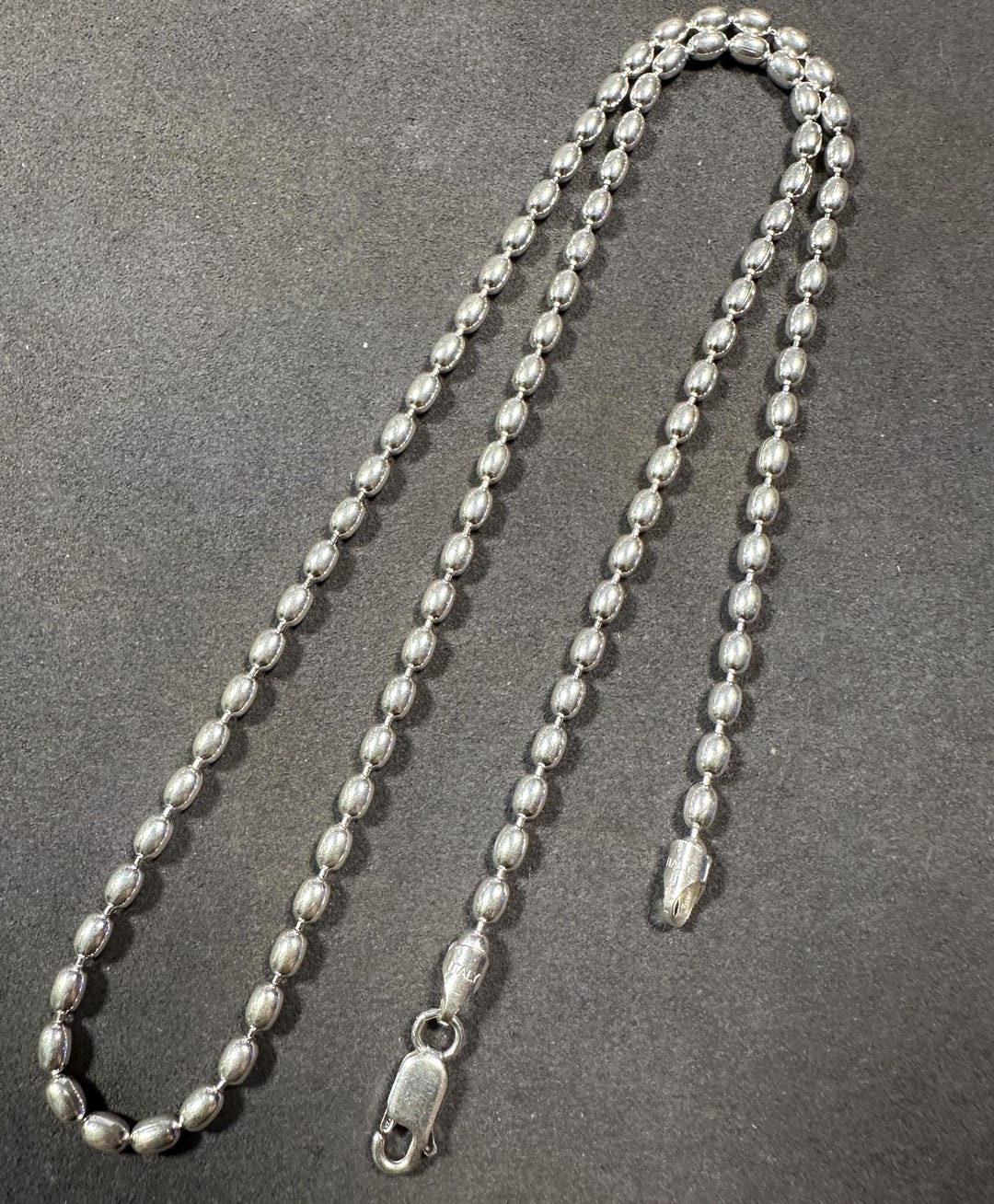 Sterling Silver Oval Bead Chain Necklace - Italian Unisex Design - Etsy