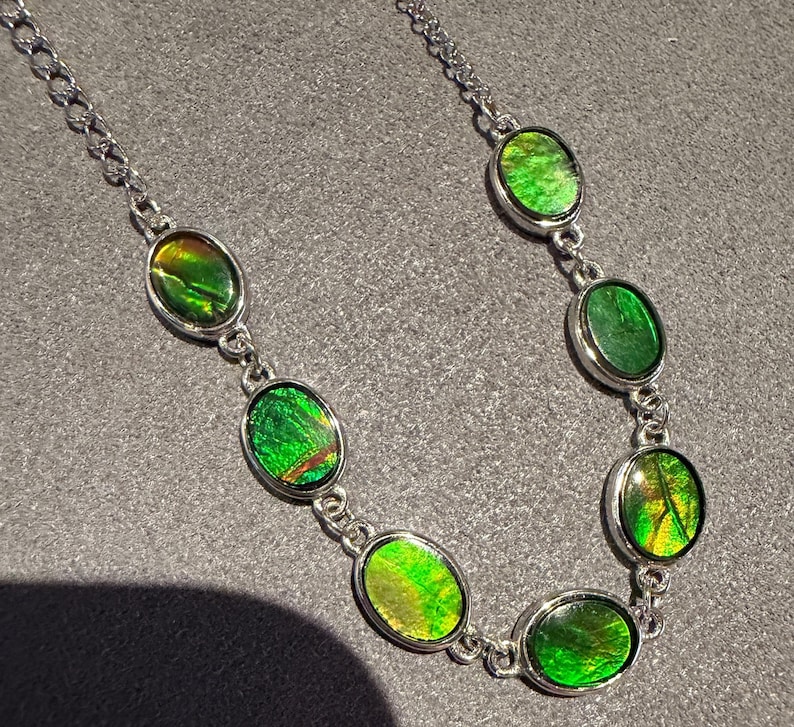 Natural Ammolite Bracelet: Sterling Silver, Adjustable, Canadian ...