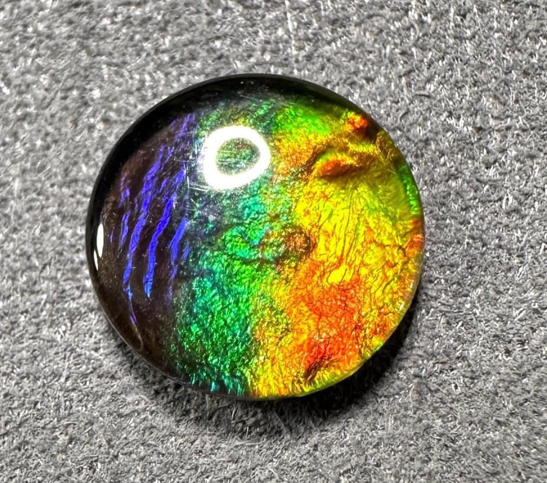 Natural Canadian Ammolite Gemstone – Triplet Ammolite 11MM Round Shape ...