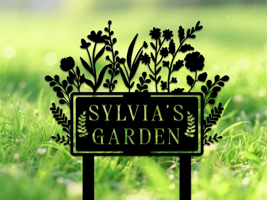 Custom Garden Sign With Stake, Personalized Metal Gardener Name Sign ...