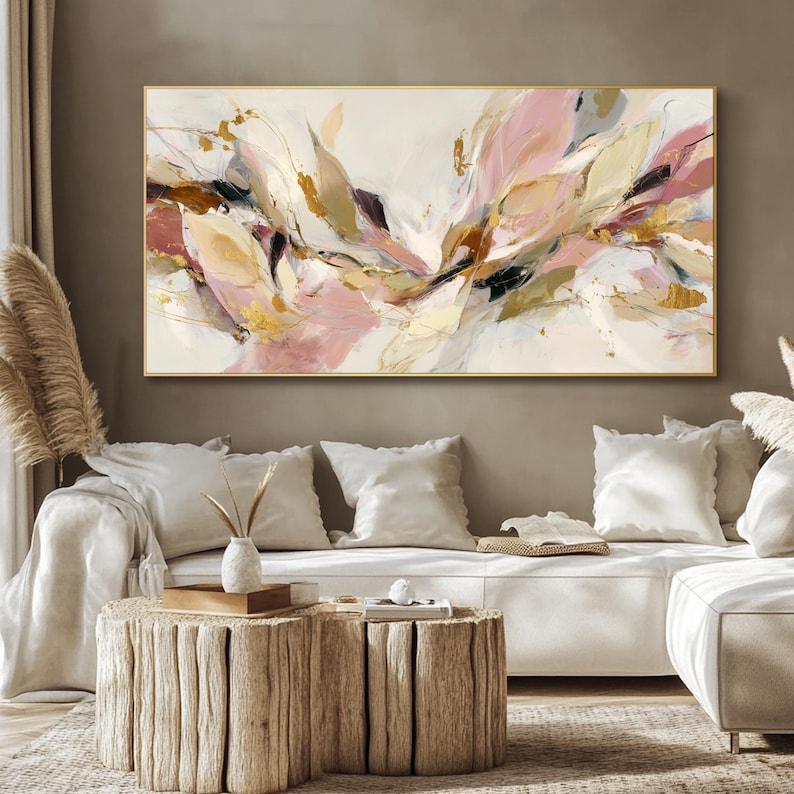 Original Abstract Textured Gold Foil Oil Painting on Large Canvas ...