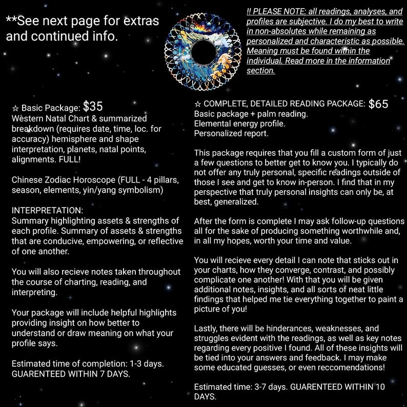Palm Reading & BASIC Package - Chinese Zodiac + Astrology Horoscope Natal Chart Reading and ...