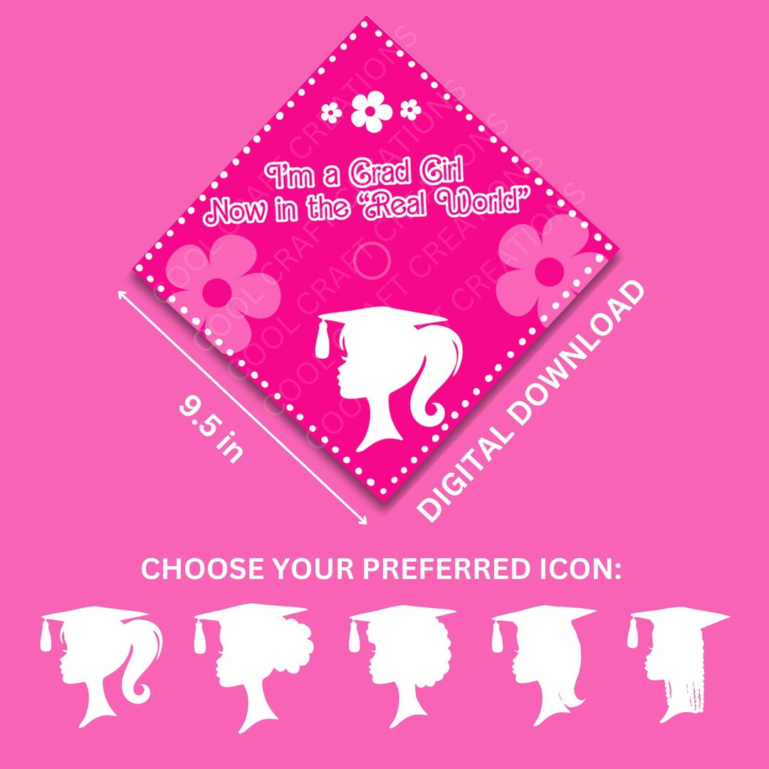 Pink Graduation Cap Topper: Custom Grad Girl Silhouette (digital ...