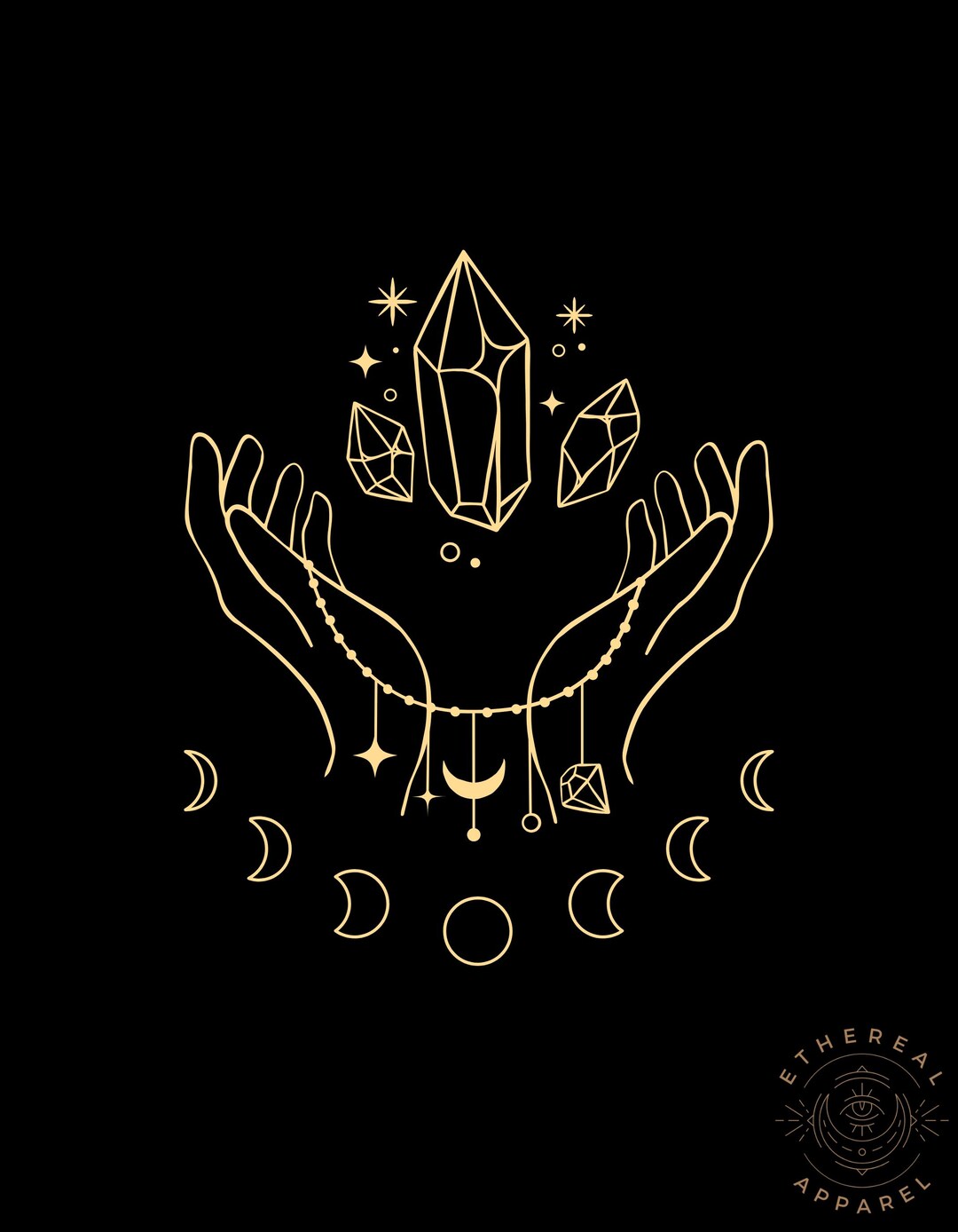 Moon Hands SVG, Boho Celestial Designs, Mystical Moon Phase Clipart for ...
