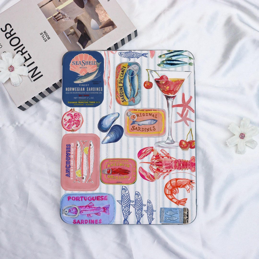 Summer Sardine Collage iPad Case With Pencil Holder,ipad Cover for iPad ...