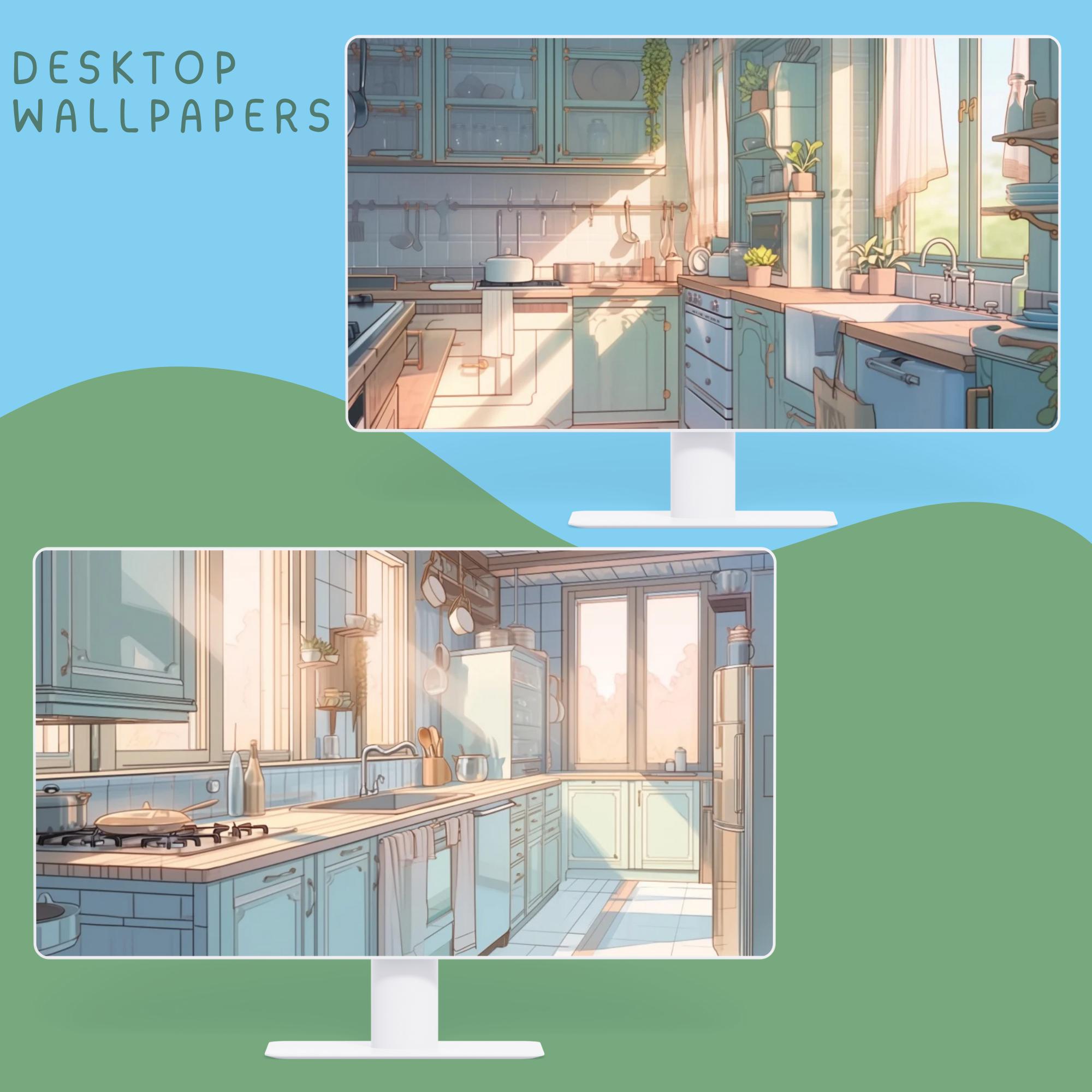 Cozy Anime Cottagecore Wallpaper, Dreamy Farmhouse Decor Desktop, Green ...