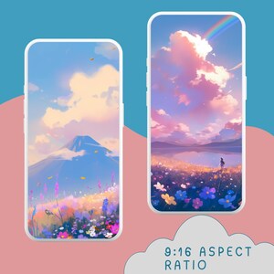 Sunset Pastel World Wallpaper Cozy Meadow Desktop Background Pink Phone Lockscreen Kawaii ...