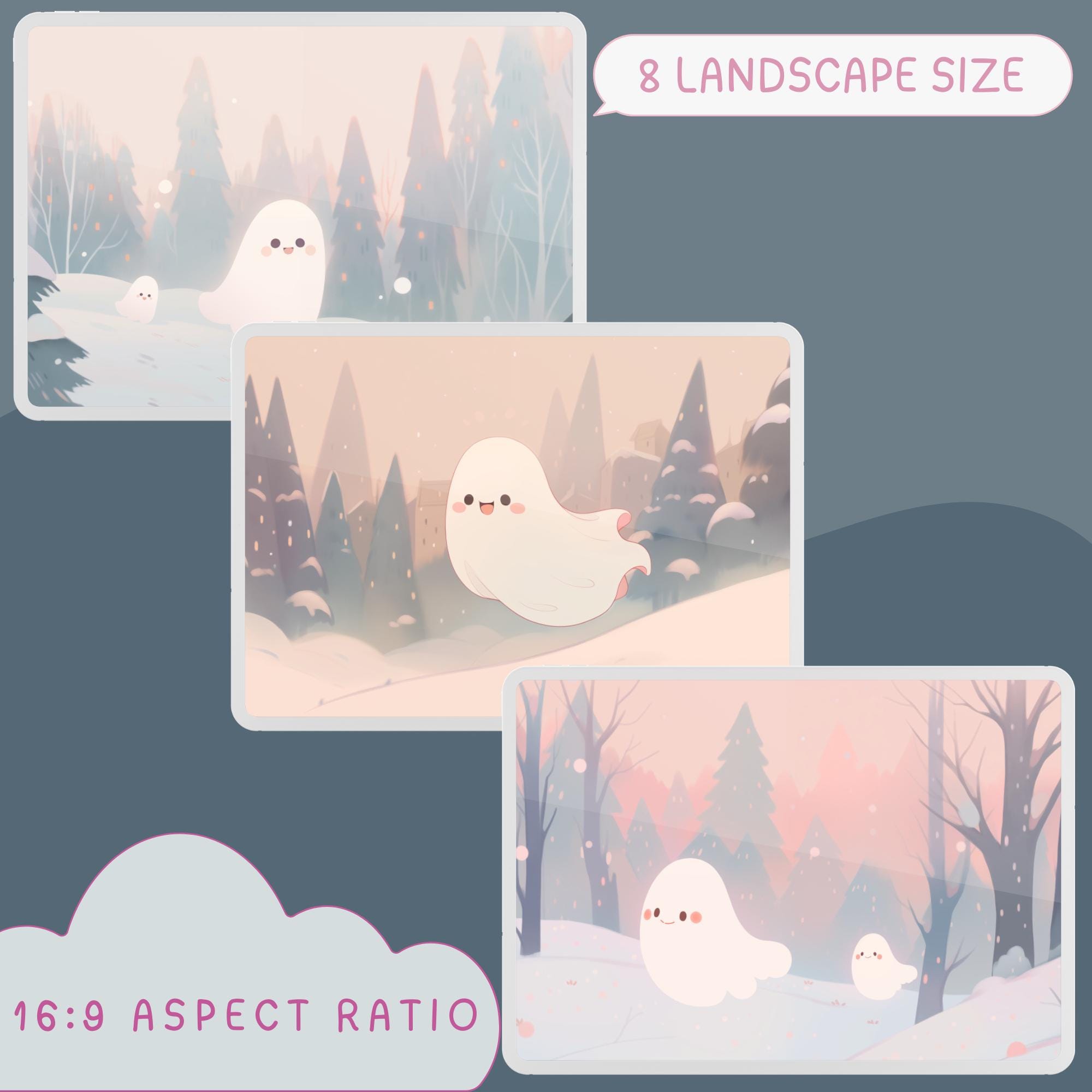 Winter Ghost Wallpaper, Cute Ghostie Desktop Background, Snowy Phone ...
