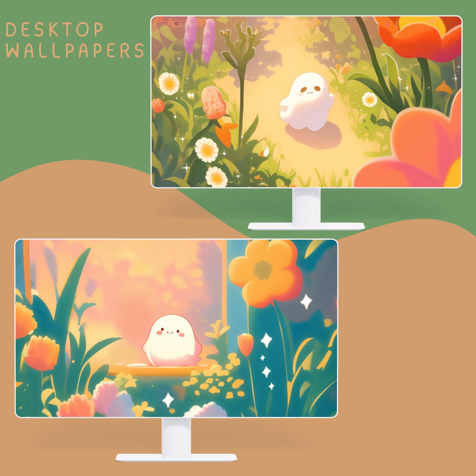 Spring Ghost Wallpaper, Flower Desktop Wallpaper, Kawaii Phone ...