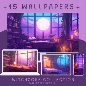 Witchcore Anime Wallpaper: Purple Witchy Desktop & Phone Background ...