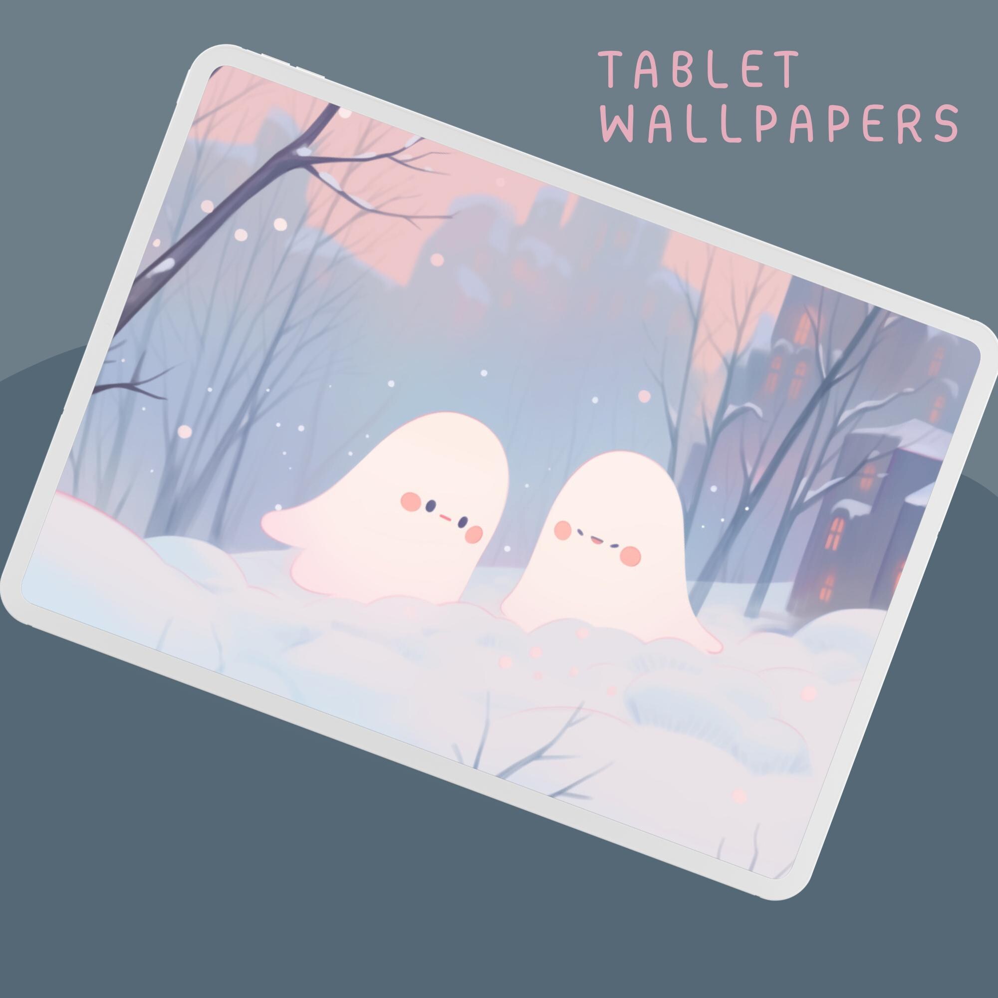 Winter Ghost Wallpaper, Cute Ghostie Desktop Background, Snowy Phone ...