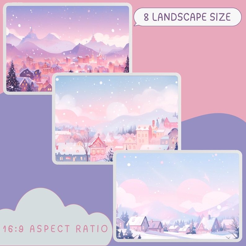 Pastel Winter Village Wallpaper: Cozy Desktop & Phone Screensaver ...