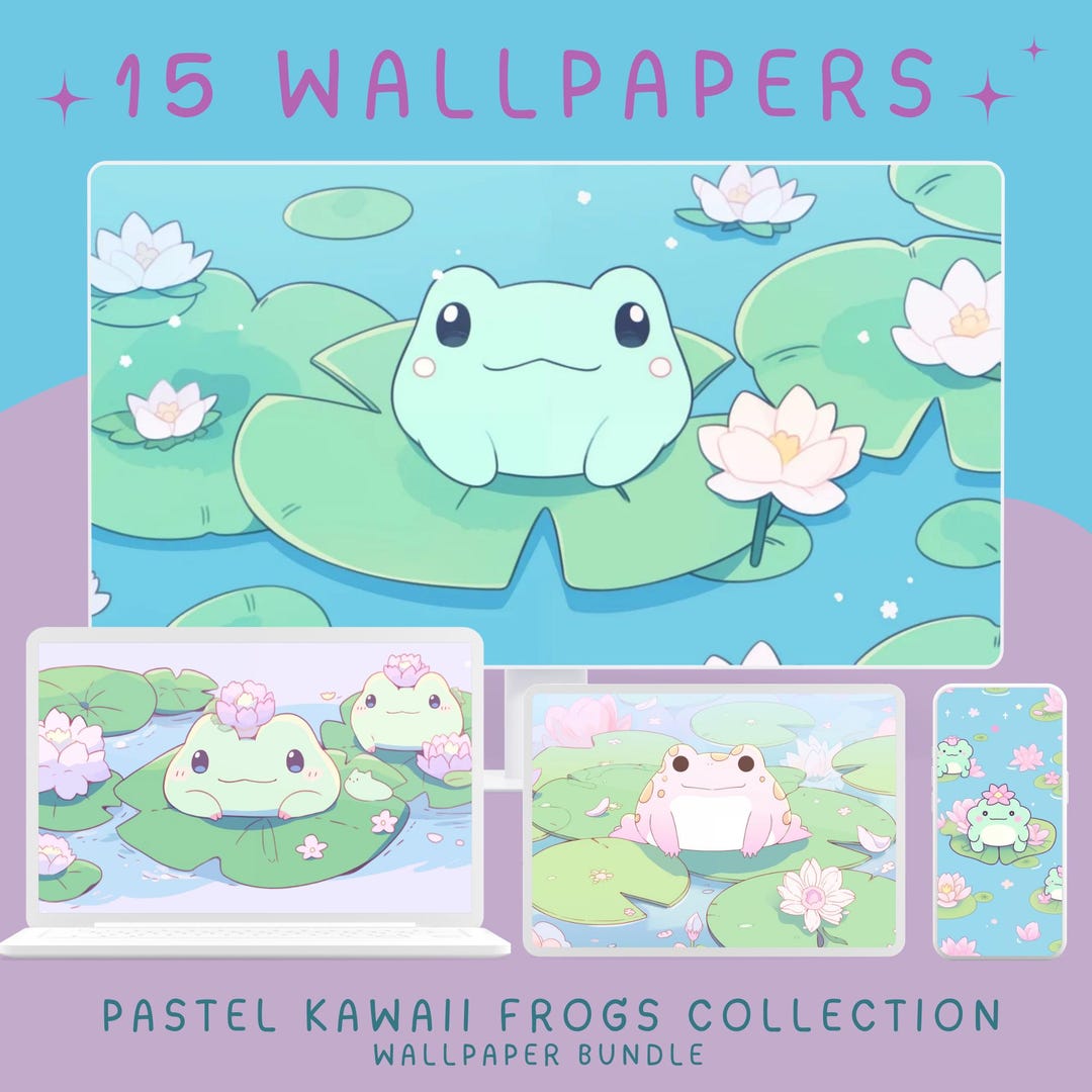 Kawaii Frog Wallpaper, Cute Toad Desktop Background, Cozy Nature Phone ...