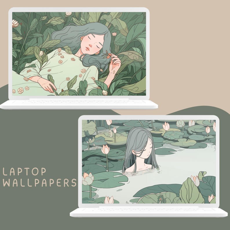 Lofi Nature Wallpaper, Matcha Green Desktop Wallpaper, Aesthetic Phone ...