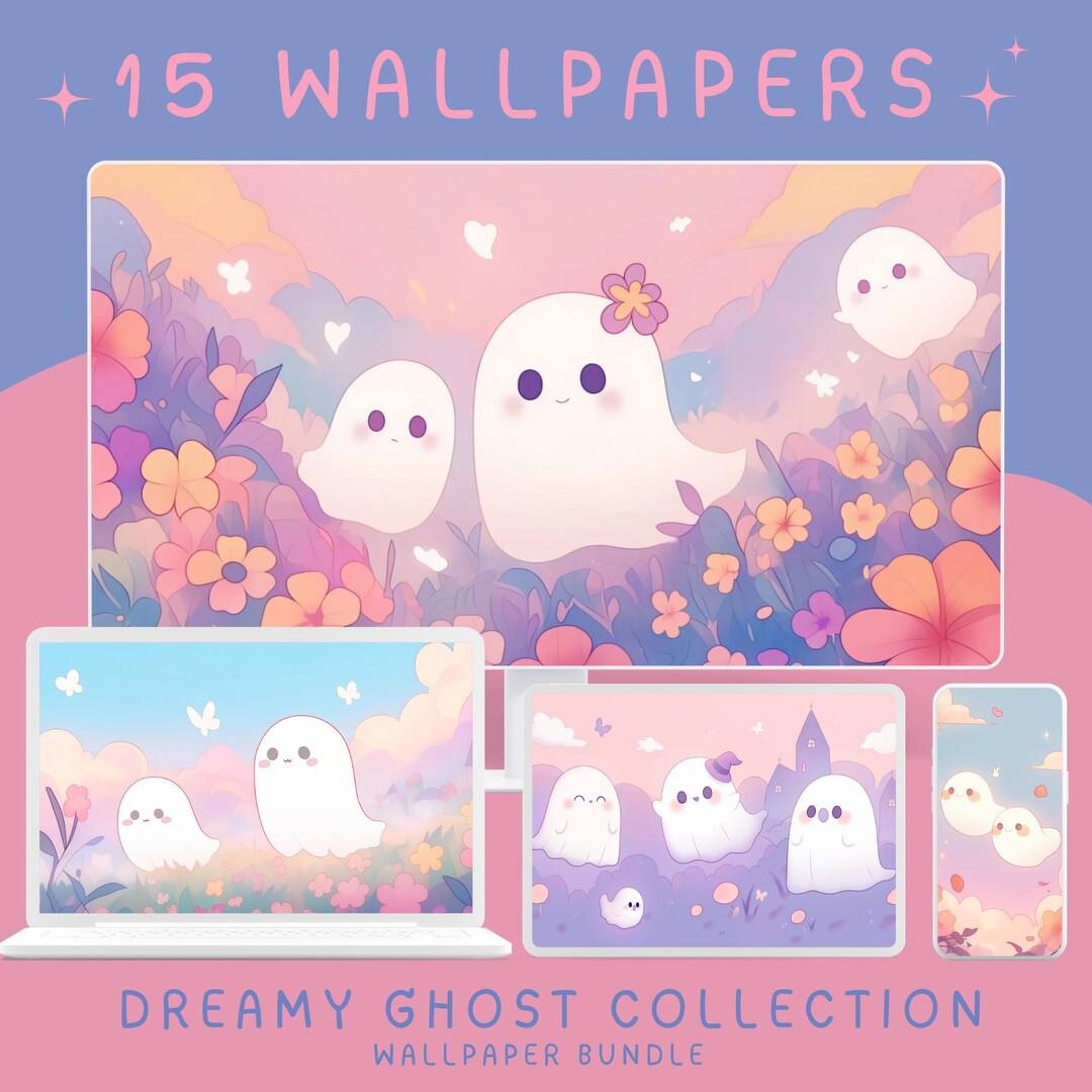 Wildflower Ghost Wallpaper Cute Halloween Desktop Background Aesthetic ...